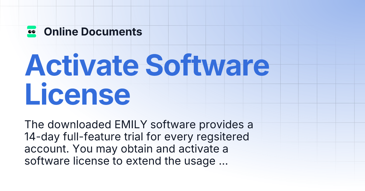 Activate Software License | Online Documents