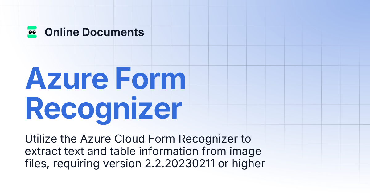 Azure Form Recognizer | Online Documents